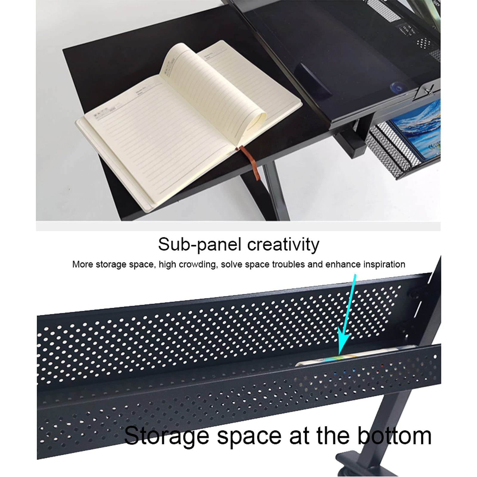 EESHHA Drawing Table Adjustable Glass Drafting Table,Versatile Art Study Table,with Storage Drawers,Art Studio Design Sketching Painting Work Station (Color : Glass) (Glass) (Glass)