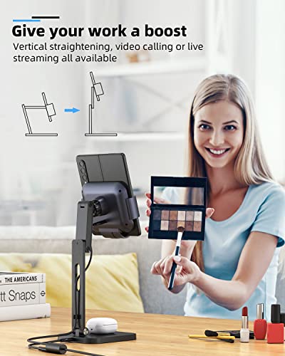 ANPULES Wireless Charger Stand for Z Fold 4/3/2, Aluminium Alloy Charging Station [3 Coils] 2 in 1 Charger Station for Samsung Galaxy Buds 2 Pro/Pro / 2 / Live and Z Fold Series（Include 20W Adapter）
