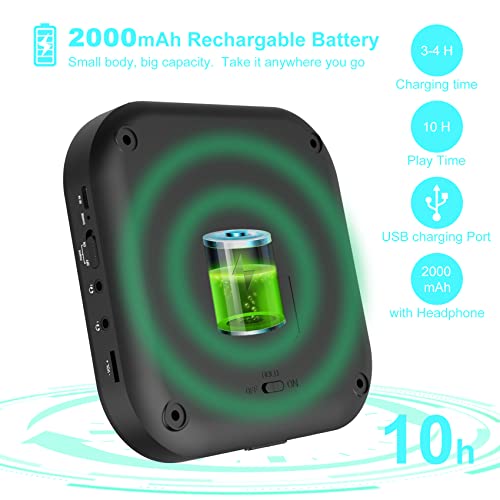 MONODEAL Portable CD Player with Speaker Rechargeable CD Player with FM Transmitter CD Player Portable for Car for Home Travel with Headphone CD Player Portable for Walkman