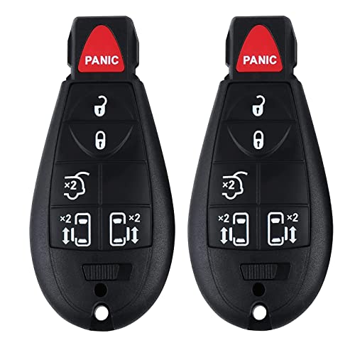 6 Buttons Keyless Entry Remote Control Car Key Fob for Chrysler Town and Country 2008-2016 Dodge Grand Caravan 2008-2020(M3N5WY783X) Pack of 2