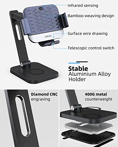 ANPULES Wireless Charger Stand for Z Fold 4/3/2, Aluminium Alloy Charging Station [3 Coils] 2 in 1 Charger Station for Samsung Galaxy Buds 2 Pro/Pro / 2 / Live and Z Fold Series（Include 20W Adapter）