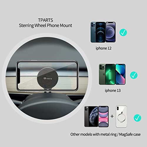 TPARTS Steering Wheel HUD Magnetic Cellphone Mount Phone Holder Stand for Tesla Model 3 / Model Y, Compatible with iPhone and Other 4.7-6.5'' Smartphones (TP200)