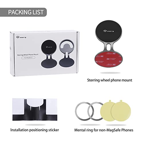 TPARTS Steering Wheel HUD Magnetic Cellphone Mount Phone Holder Stand for Tesla Model 3 / Model Y, Compatible with iPhone and Other 4.7-6.5'' Smartphones (TP200)