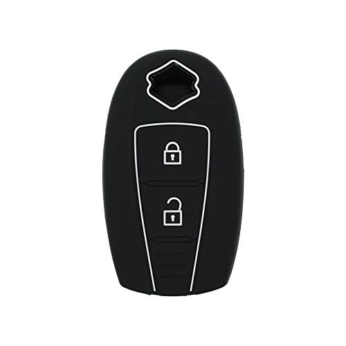 SEGADEN Silicone Cover Protector Case Holder Skin Jacket Compatible with SUZUKI 2 Button Remote Key Fob CV4543 Black