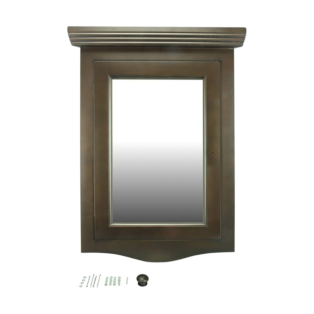 Renovators Supply Manufacturing Medicine Cabinets 27 1/8 in. x 20 1/8 in. Dark Oak Corner Bathroom Wall Medicine Cabinet with Recessed Mirror and Mounting Hardware
