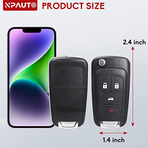 NPAUTO Key Fob Replacement for Chevy Camaro Impala Cruze Equinox Malibu Sonic 2010-2017 | GMC Terrain | Buick Lacrosse Regal Verano Encore Keyless Entry Remote Flip Key Fobs (OHT01060512, 4 Buttons)