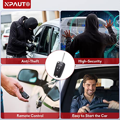 NPAUTO Key Fob Replacement for Chevy Camaro Impala Cruze Equinox Malibu Sonic 2010-2017 | GMC Terrain | Buick Lacrosse Regal Verano Encore Keyless Entry Remote Flip Key Fobs (OHT01060512, 4 Buttons)