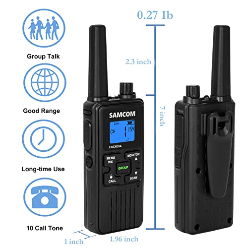 4 Long Range Walkie Talkies Rechargeable for Adults - NOAA 2 Way Radios Walkie Talkies- FRS Two Way Radios with Earpiece Group Call Flashlight VOX SCAN NOAA Weather Alert and USB Charger Battery