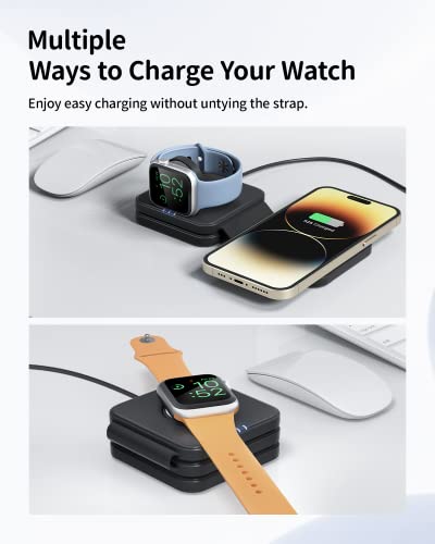 3 in 1 Foldable Wireless Charger, JoyGeek Magnetic Wireless Charging Pad, Mag-Safe Wireless Charging Station for iPhone 14/13/12/11 Series, Apple Watch, AirPods (QC 24W Adapter Included)
