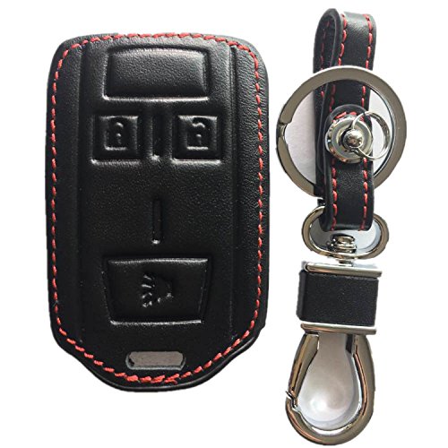 RPKEY Leather Keyless Entry Remote Control Key Fob Cover Case Protector Replacement Fit for Chevrolet Silverado 1500 Colorado Tahoe Suburban Gmc Yukon Sierra 1500 Canyon M3N-32337100