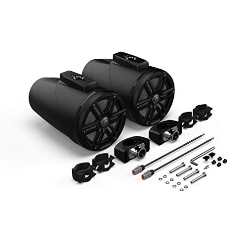 Rockford Fosgate M2WL-8B Color Optix Multicolor LED Lighted 8" 2-Way Marine Wake Tower Cans & Speakers 250 Watts RMS / 1000 Watts Peak with Stainless & Sport Grilles, Mounting Hardware - Black (Pair)