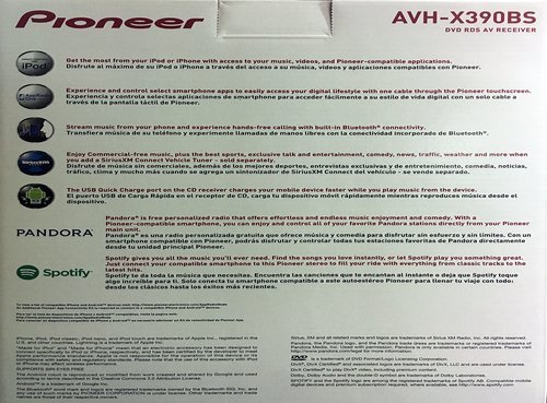Pioneer AVH-X390BS Double Din Bluetooth in-Dash DVD/CD/Am/FM Car Stereo Receiver with 6.2 Inch Wvga Screen/Sirius Xm-Ready