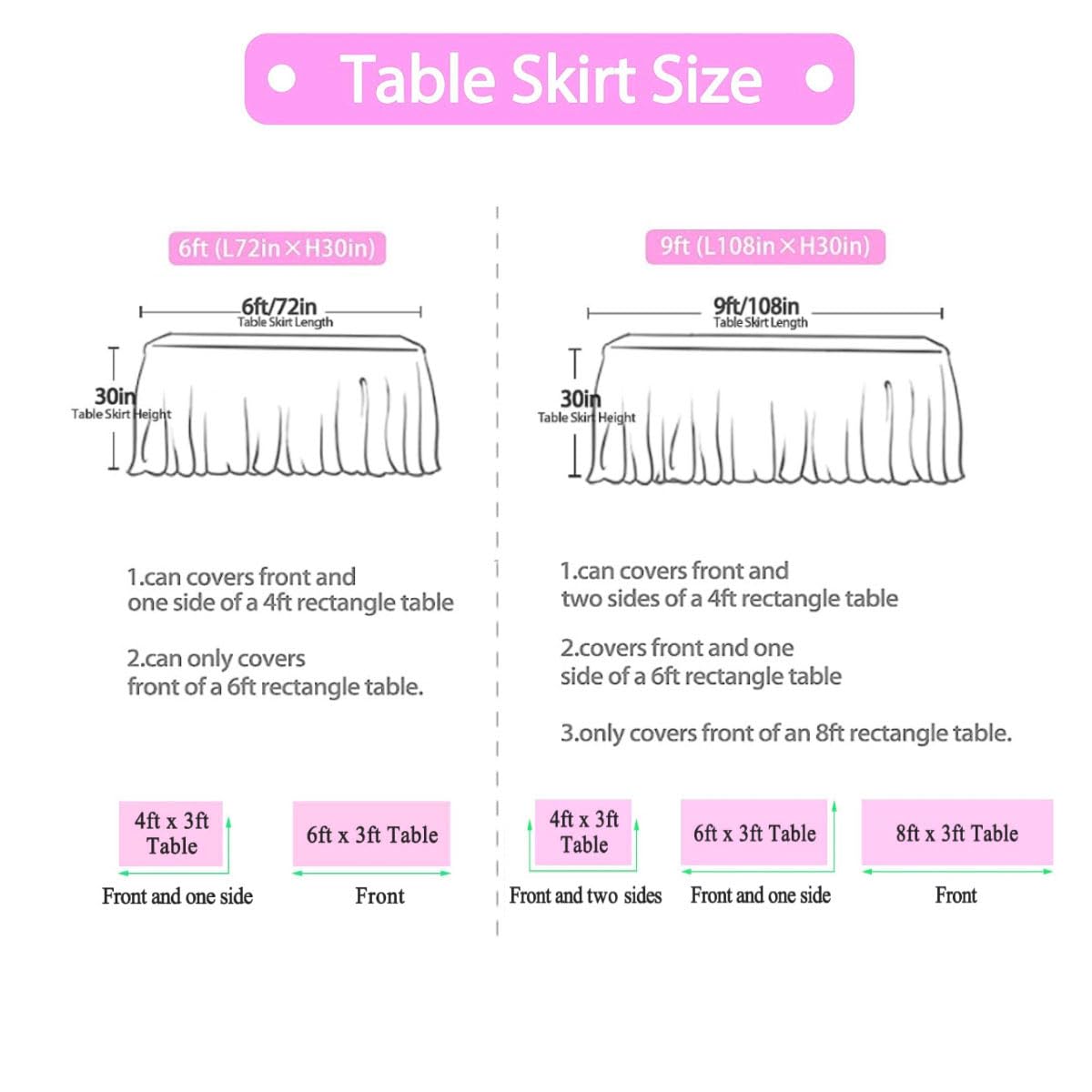 Albassa Table Skirts for Rectangle or Round Tables Pink Tulle TableCloth with 3D Butterfly for Princess Baby Shower Birthday Party Decorations（9ft*H 30in,Pink)