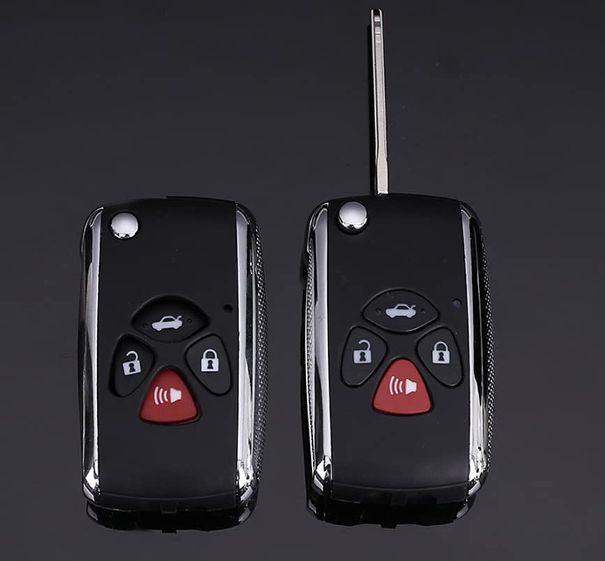 KEMANI Uncut Blade Modify Flip Folding Remote Key Shell Refit for Toyota Camry Avalon Corolla Matrix RAV4 Venza Keylless Fob Case 4 Button No Chips