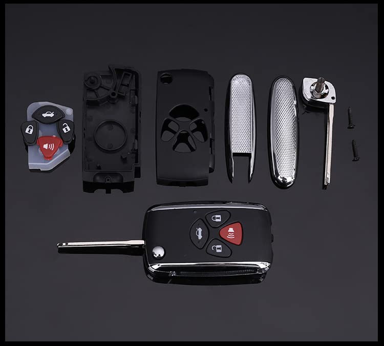 KEMANI Uncut Blade Modify Flip Folding Remote Key Shell Refit for Toyota Camry Avalon Corolla Matrix RAV4 Venza Keylless Fob Case 4 Button No Chips