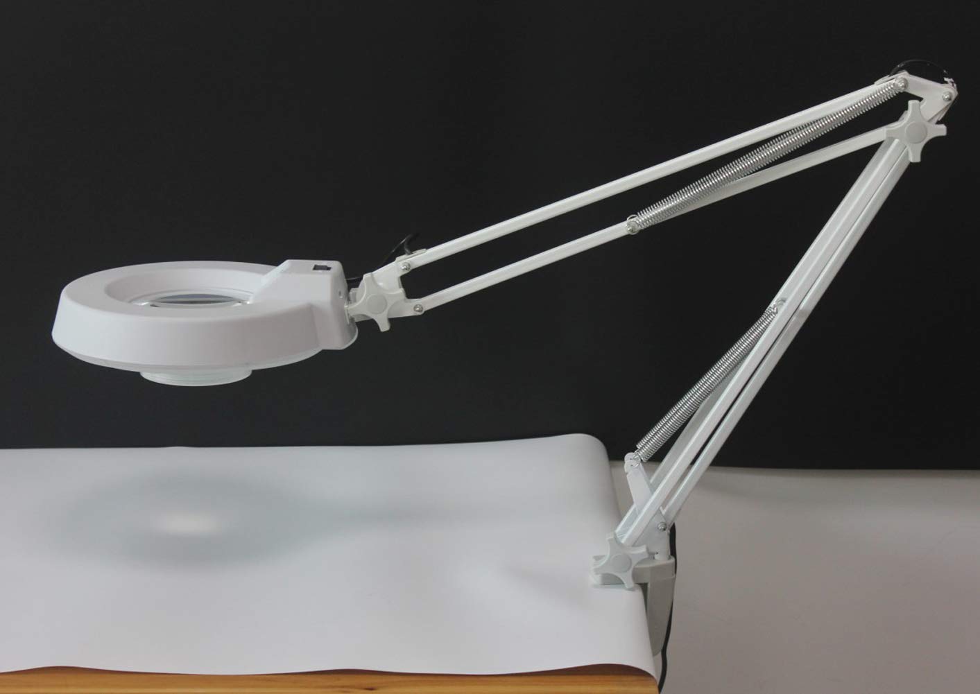 LED Magnifying Lamp, 10X Clamp-On Magnifier Desk Table Task Lamp Lens Diopter with Adjustable Swivel Arm