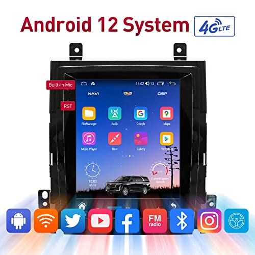 Car Radio for Cadillac Escalade 2007-2014, Android 12 Stereo 10.4inch Octa-Core 4+64G Wireless Carplay Android Auto 4G Network 5G WiFi DSP Bluetooth Steering Wheel Controls Free AHD Camera