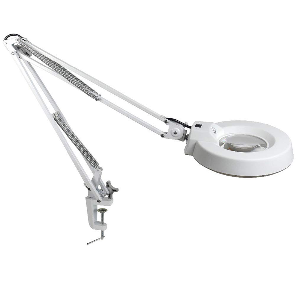LED Magnifying Lamp, 10X Clamp-On Magnifier Desk Table Task Lamp Lens Diopter with Adjustable Swivel Arm