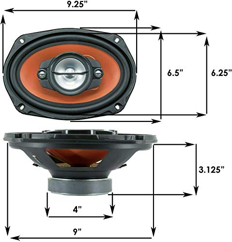 Audiobank 2X AB-790 6x9 -Inches 1000 Watts Peak Power for Pair and 300 Watt RMS Power 4-Way Car Audio Stereo Coaxial Speakers with 4 Ohm Ohm Impedance / 93dB/1w/1m
