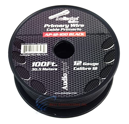Audiopipe 12 Gauge Wire RED & Black Power Ground 100 FT Each Primary Stranded Copper CLAD