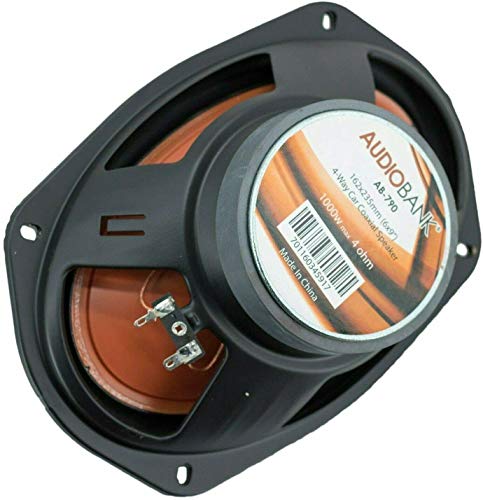 Audiobank 2X AB-790 6x9 -Inches 1000 Watts Peak Power for Pair and 300 Watt RMS Power 4-Way Car Audio Stereo Coaxial Speakers with 4 Ohm Ohm Impedance / 93dB/1w/1m