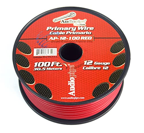 Audiopipe 12 Gauge Wire RED & Black Power Ground 100 FT Each Primary Stranded Copper CLAD