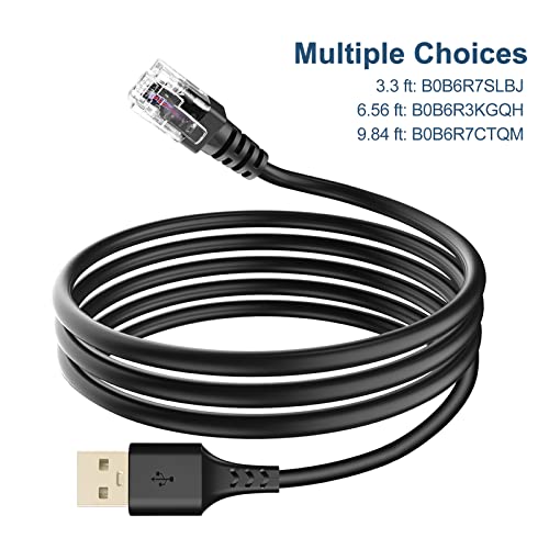 Radar Detector Cable, with USB to RJ11 Plug,for Escort Valentine One Uniden Beltronics Cobra Radar Detector,Replacement Power Cable for Radar Detectors(RJ11-6.56ft)