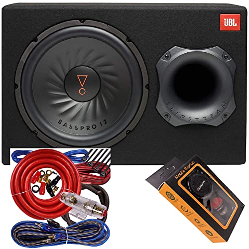JBL SUBBP12AM - 450 Watts (150W RMS) 12â Amplified 12 in. Ported Subwoofer with Sub Level Control and Distortion Free Bass with Gravity Magnet Phone Holder Bundle
