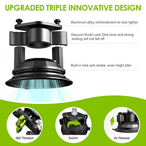 Suction Cup Holder Phone Mount Car 360° Rotating,Universal Ball Head Arm for Phone Car Holder Video Recording Vlog Ballhead Magic Arm Cell Phone for Car Dashboard Windshield Vehicle Sunroof (Black)