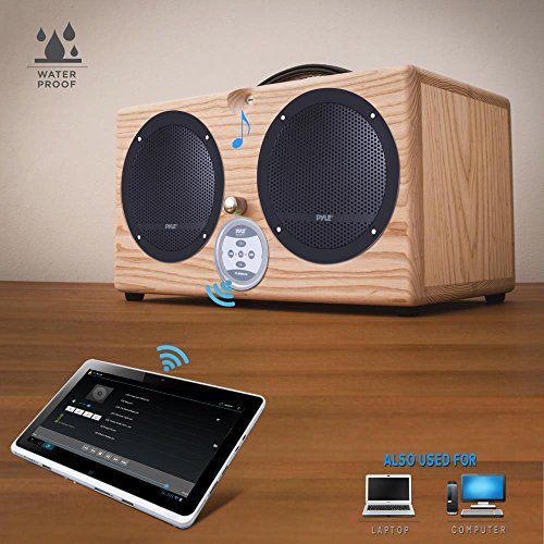 Pyle Bluetooth Marine Grade Flush Mount 2-Way Speaker System Amplified Full Range Stereo Sound Dual Cone Dome Waterproof Universal Home with Aux 3.5mm Input Pair 6.5β 240 Watts (PLMRKT9) Black