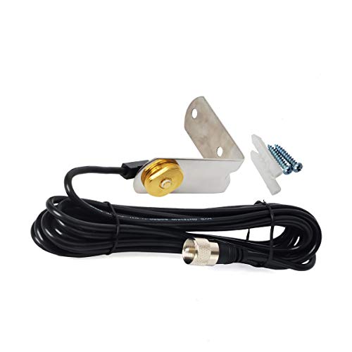 HYS 70cm Antenna UHF 1/4 Wave NMO 400-470Mhz Antenna with Stainless Steel L-Bracket Hole & 13'/About 4m RG-58 Coax Cable for Motorola Kenwood Icom Vertex UHF Mobile FM Transceiver