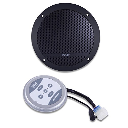Pyle Bluetooth Marine Grade Flush Mount 2-Way Speaker System Amplified Full Range Stereo Sound Dual Cone Dome Waterproof Universal Home with Aux 3.5mm Input Pair 6.5β 240 Watts (PLMRKT9) Black