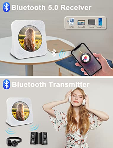 4000mAh Rechargeable Portable CD Player:Kpop Music Player with Bluetooth HiFi Speaker,Remote Control,LCD Display,Sleep Timer,Headphone Jack, Supports CD/Bluetooth/FM Radio/U-Disk/AUX