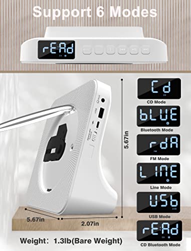 4000mAh Rechargeable Portable CD Player:Kpop Music Player with Bluetooth HiFi Speaker,Remote Control,LCD Display,Sleep Timer,Headphone Jack, Supports CD/Bluetooth/FM Radio/U-Disk/AUX