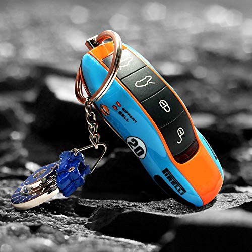 Key Fob Shell Cover for Porsche 911 Cayenne Panamera Macan,Painted Key Case Accessories for Porsche Key Fob Shell Case Keyless (Blue Key Cover)…