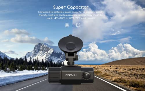 Dual Dash Cam with Built-in GPS, COOAU 1080P Front and Inside WiFi Dash Camera for Cars, Sony Sensor, Supercapacitor, 4 IR Night Vision, G-Sensor, Loop-Recording & Parking Mode (D20)