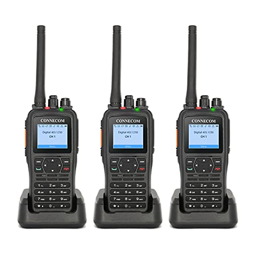 DMR Digital & Analog Two Way Radios Long Range Rechargeable - CONNECOM Heavy Duty Walkie Talkies for Adults Rugged 2 Way Radios for Warehouse Factory Docks Commercial Construction etc. GD900 3 Pack