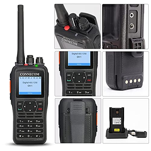 DMR Digital & Analog Two Way Radios Long Range Rechargeable - CONNECOM Heavy Duty Walkie Talkies for Adults Rugged 2 Way Radios for Warehouse Factory Docks Commercial Construction etc. GD900 3 Pack