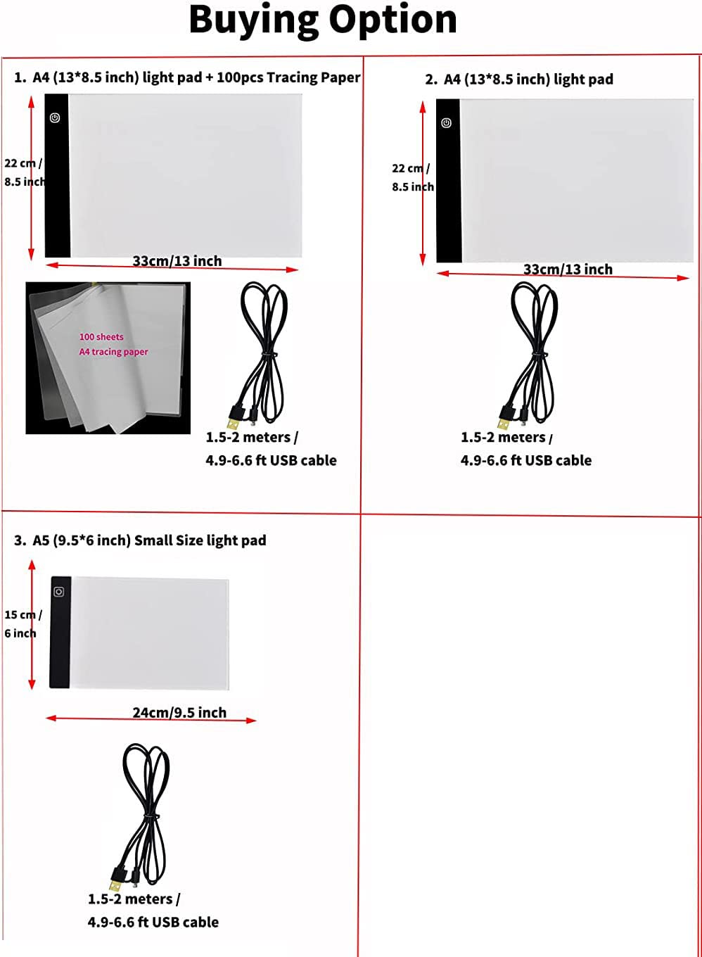 Generic Small Light Box for Tracing, Drawing, Painting, Diamond Art, Weeding Vinyl, LED Tracer Pads, Artists Light Boxes, Bright Drafting Lightpad, Lightboard, Tablet