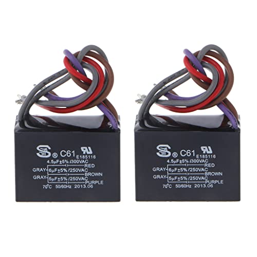 ANG-puneng 2Pcs CBB61 Ceiling Fan Capacitor Electrical Power Relay Connecting Capacitor 4.5uf+6uf+5uf 5 Wire 250V
