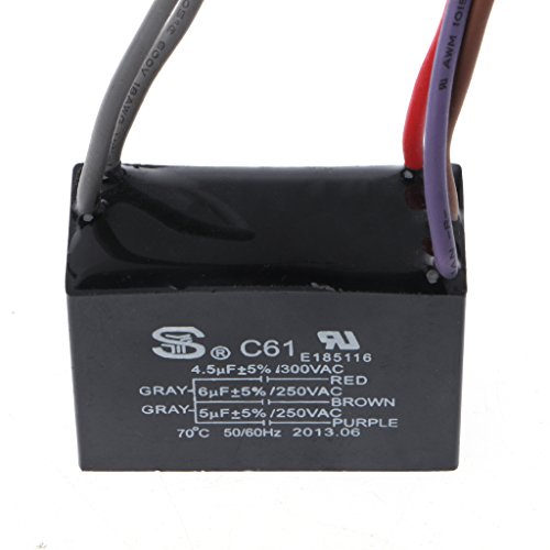 ANG-puneng 2Pcs CBB61 Ceiling Fan Capacitor Electrical Power Relay Connecting Capacitor 4.5uf+6uf+5uf 5 Wire 250V