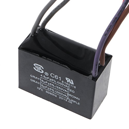 ANG-puneng 2Pcs CBB61 Ceiling Fan Capacitor Electrical Power Relay Connecting Capacitor 4.5uf+6uf+5uf 5 Wire 250V