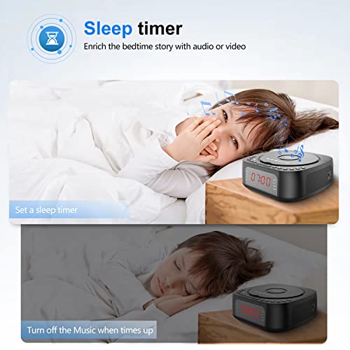 Kuephom CD Players for Home with Alarm Clock,Boombox CD Player with Bluetooth and Radio,DVD Players for TV,USB Ports for Playing and Charging,RCA ouput displaying Video and Picture,with Remote
