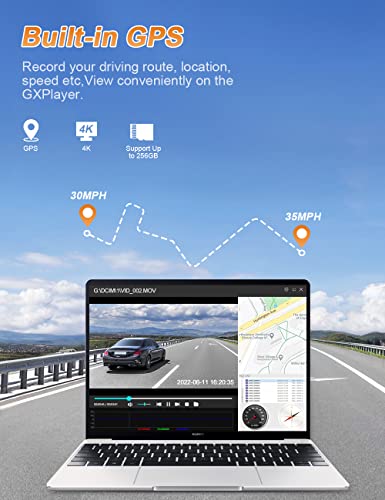 4K Dual Dash Cam, with WiFi GPS, Otovoda Dash Cam Front and Inside, 4K Front/2K Front/1080P Front+1080P Inside, Dual Dash Camera for Cars with Super Night Vision, Parking Monitor, Support 256GB Max