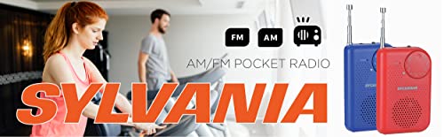 Portable AM/FM Pocket Radio With Built-In Speaker, Red