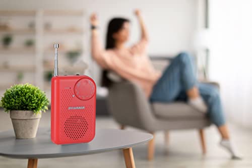 Portable AM/FM Pocket Radio With Built-In Speaker, Red