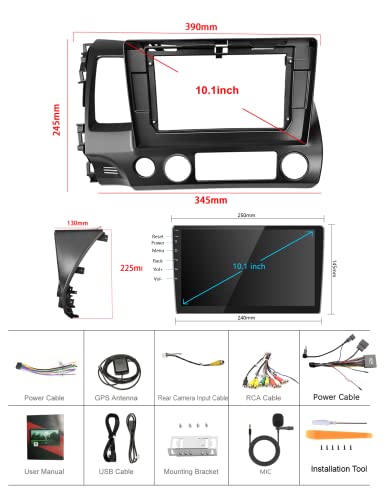Android 11 for Honda Civic Car Stereo 2006-2011 with Wireless Carplay Android Auto, 10.1 Inch Touch Screen Car Radio Supports GPS Navigation, SWC, WiFi, Hi-Fi Sound System, FM/RDS, Split Screen