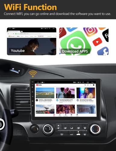 Android 11 for Honda Civic Car Stereo 2006-2011 with Wireless Carplay Android Auto, 10.1 Inch Touch Screen Car Radio Supports GPS Navigation, SWC, WiFi, Hi-Fi Sound System, FM/RDS, Split Screen