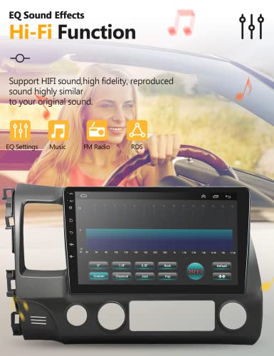 Android 11 for Honda Civic Car Stereo 2006-2011 with Wireless Carplay Android Auto, 10.1 Inch Touch Screen Car Radio Supports GPS Navigation, SWC, WiFi, Hi-Fi Sound System, FM/RDS, Split Screen