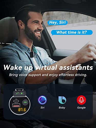 2022 Upgraded Bluetooth Transmitter for Car, Bluetooth 5.1 Car Adapter Car Kit with Dual Car Charger Support 38W PD+QC 3.0 Fast Charging, Noise Canceling Hands-Free Calls